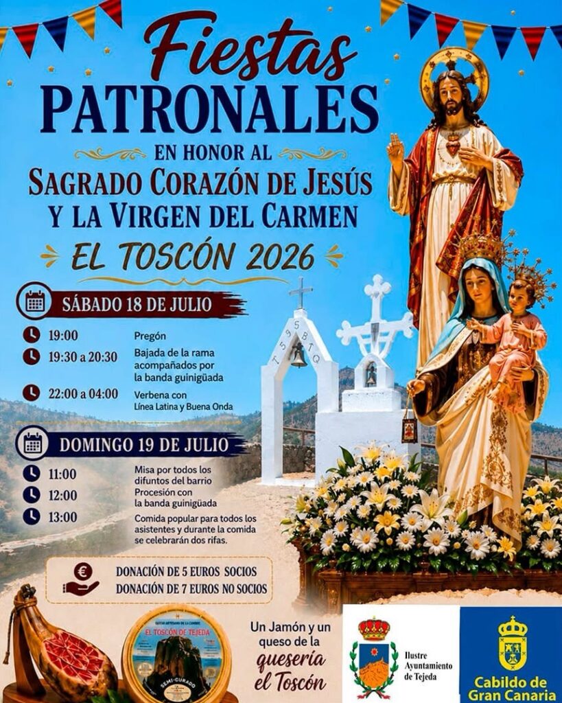 El Toscón, Tejeda, Sagrado Corazón de Jesús y la Virgen del Carmen 2026 ...